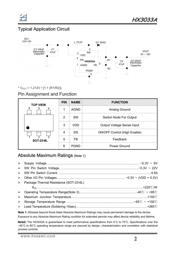 HX3033A-AFC datasheet page 2