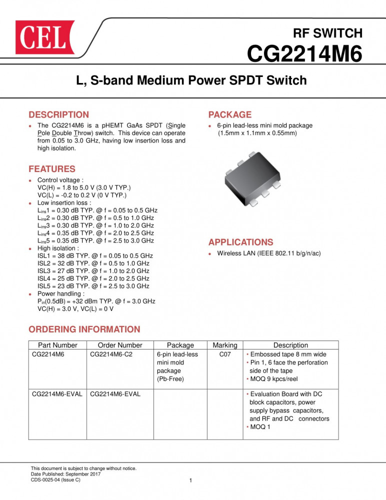 CG2214M6 datasheet page 1