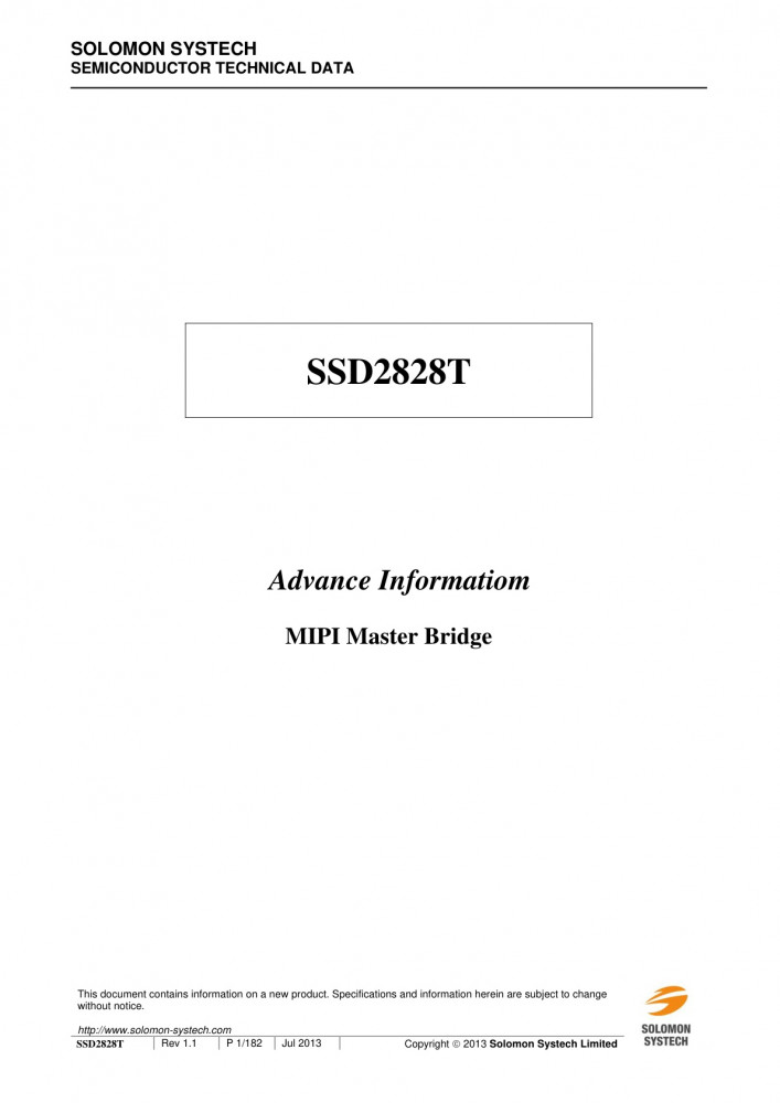 SSD2828T technical document page 1