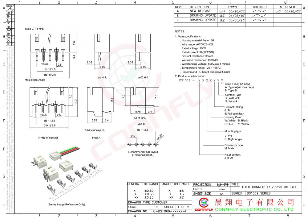 CONNFLY Elec DS1069-8MVW6S technical document page 1