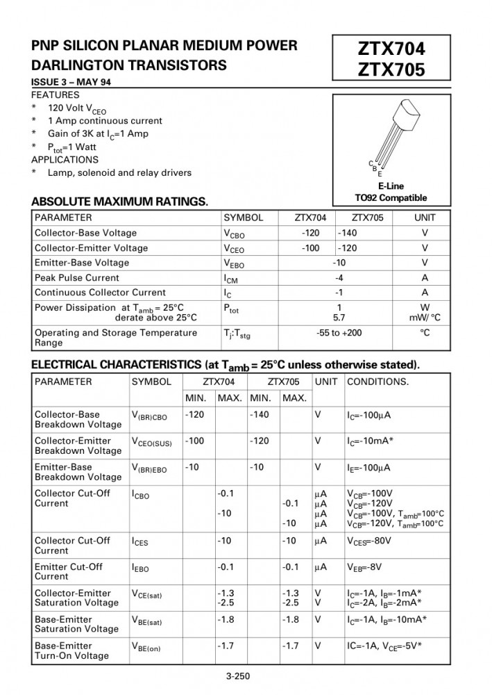 ZTX705 datasheet page 1