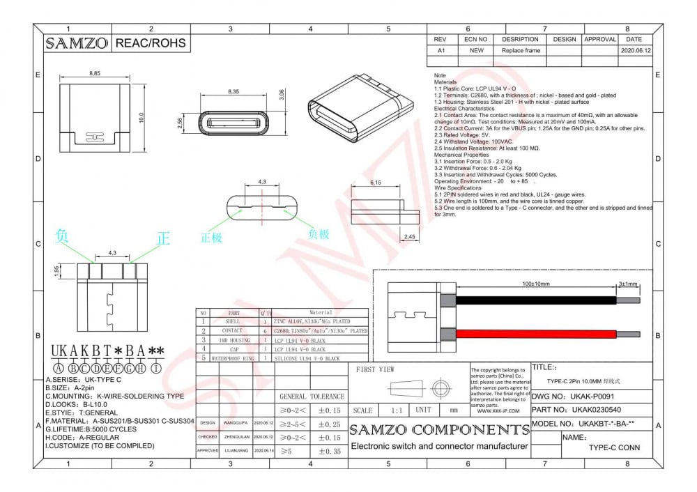 UKAKBTCBA-T2 technical drawing