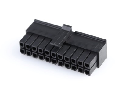 Micro-Fit 3.0 Plug Housing, Dual Row, 22 Circuits, UL 94V-0, Low-Halogen, Black