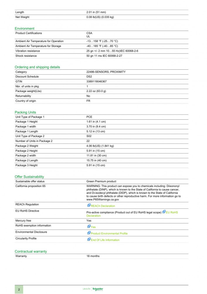 XS508BLNAL2 datasheet page 2