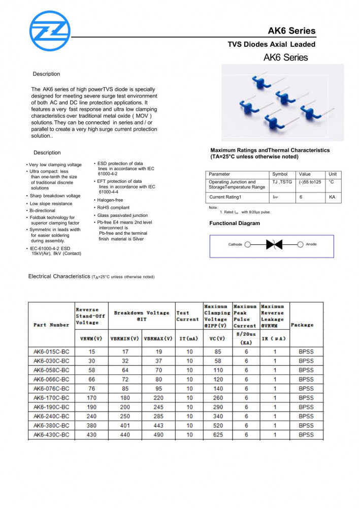 AK6-190C-BC technical document page 1