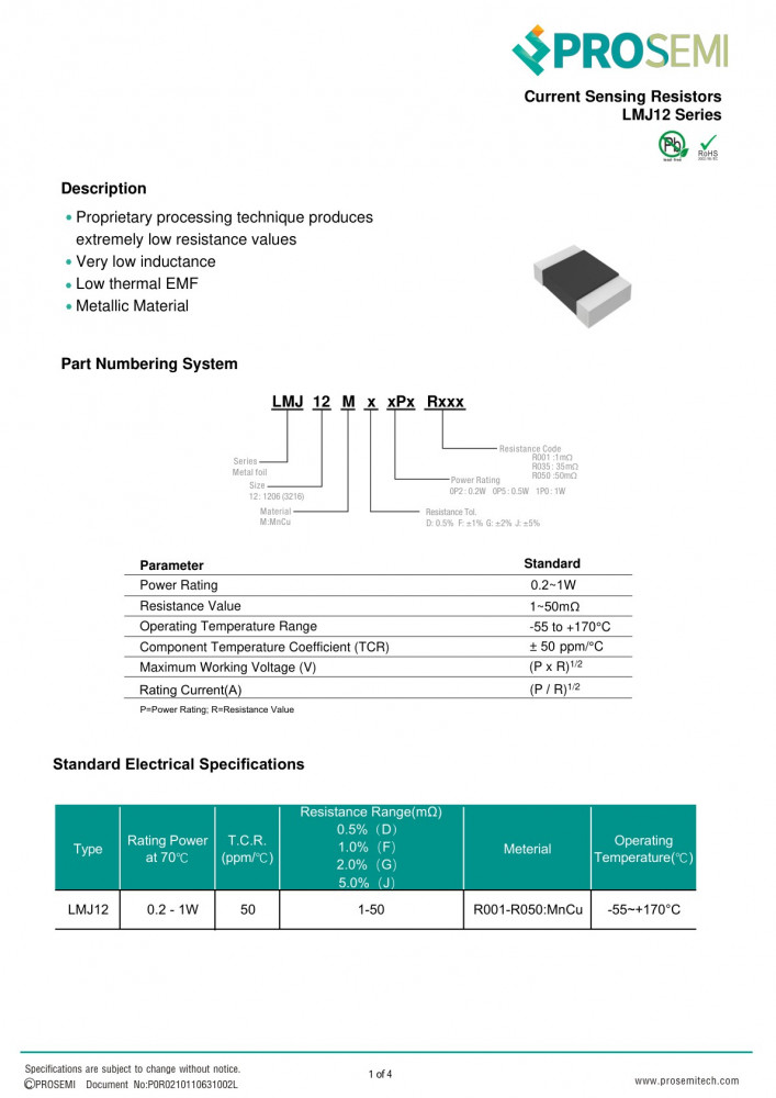 LMJ12 datasheet page 1