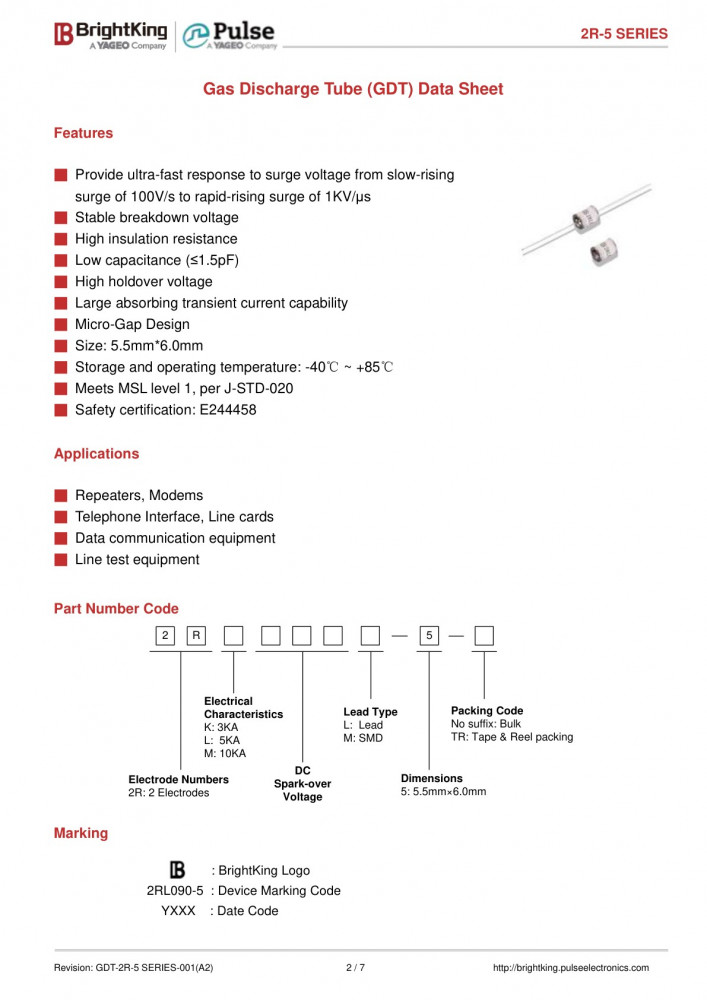 BrightKing GDT datasheet page 1