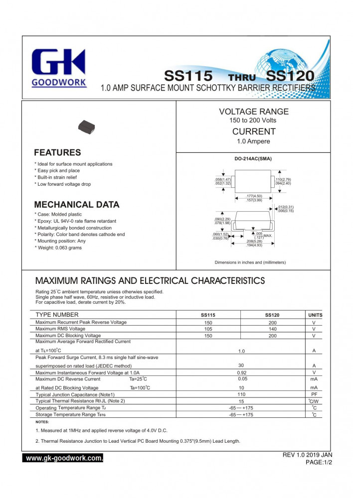 GOODWORK SS120 datasheet page 1