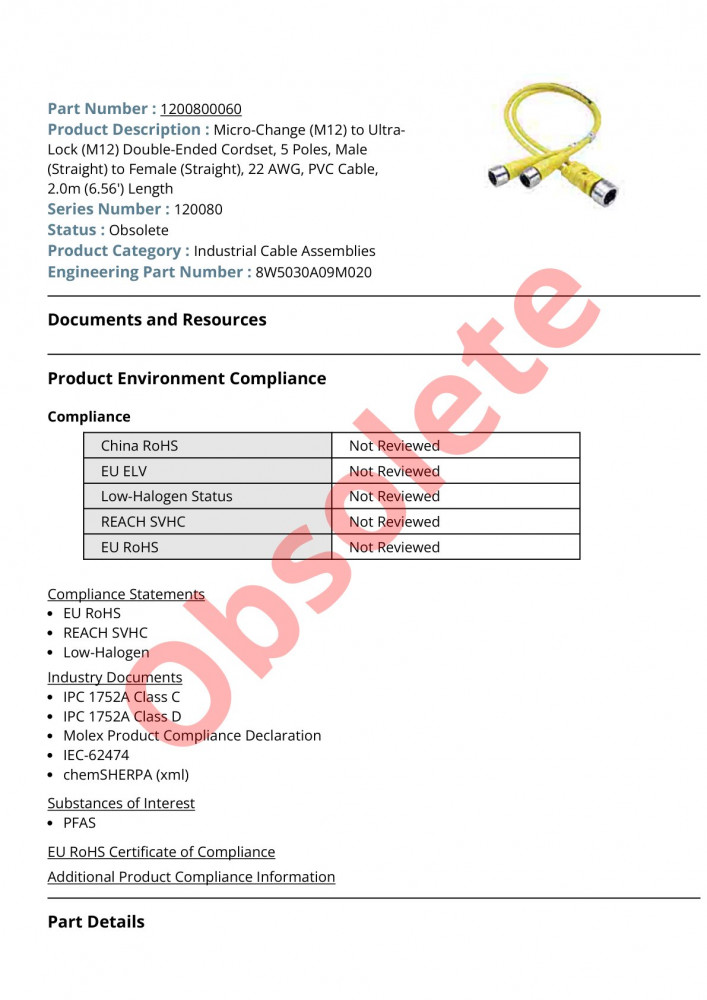 Technical document page 1 for product 1200800060
