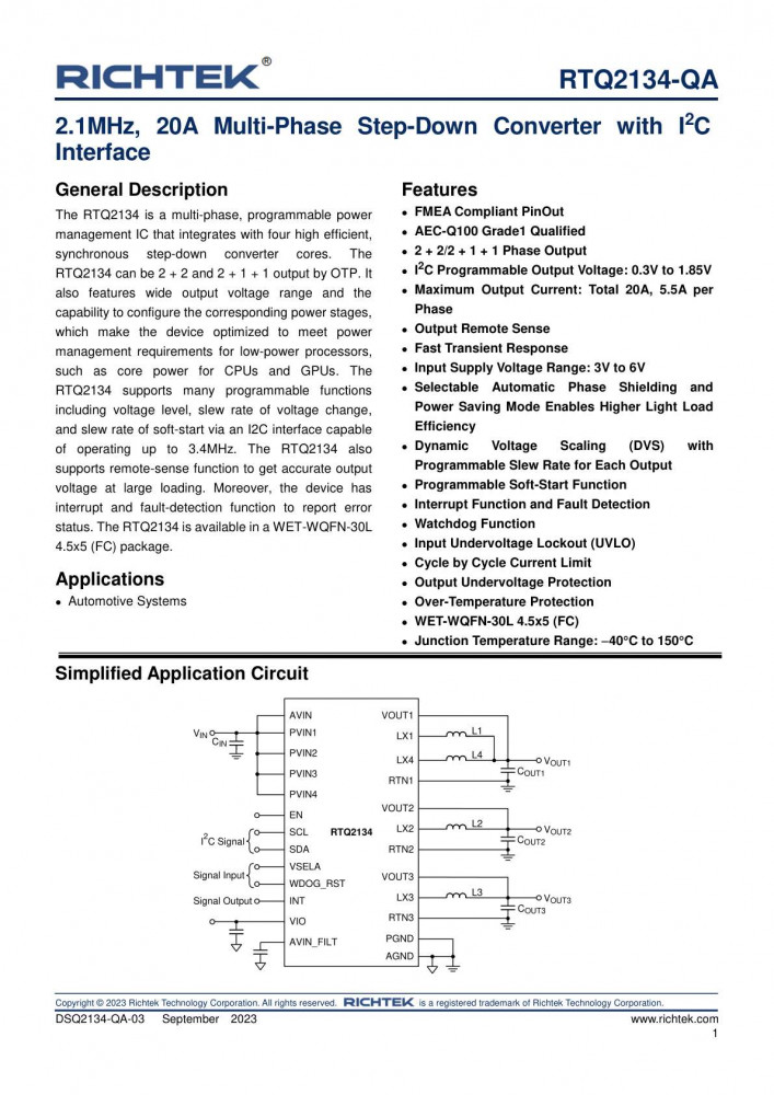 RTQ2134 datasheet page 1