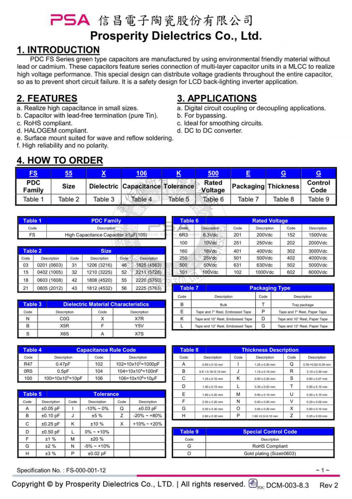 PSA FS Series datasheet page 3