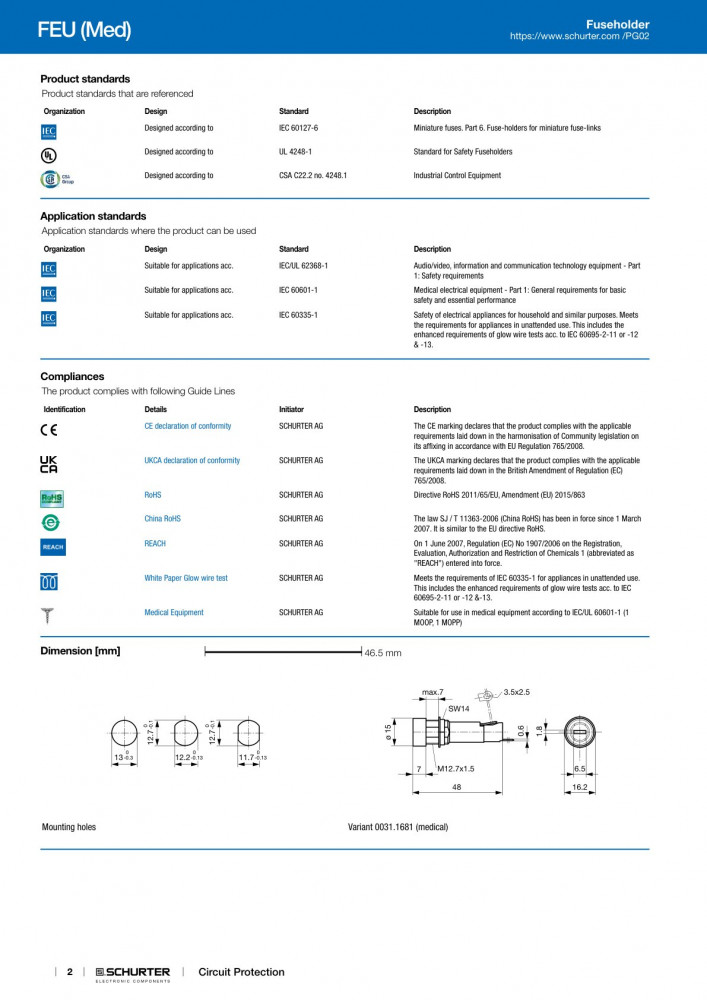 SCHURTER 0031.1758 datasheet page 2