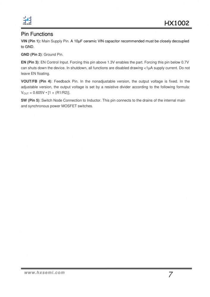 HX1002 datasheet page 7