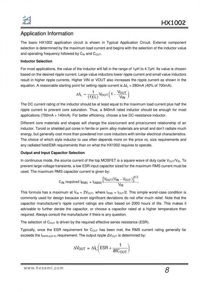 HX1002 datasheet page 8