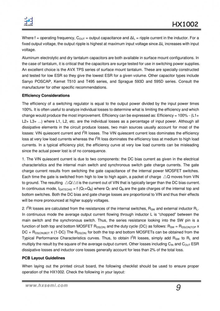 HX1002 datasheet page 9