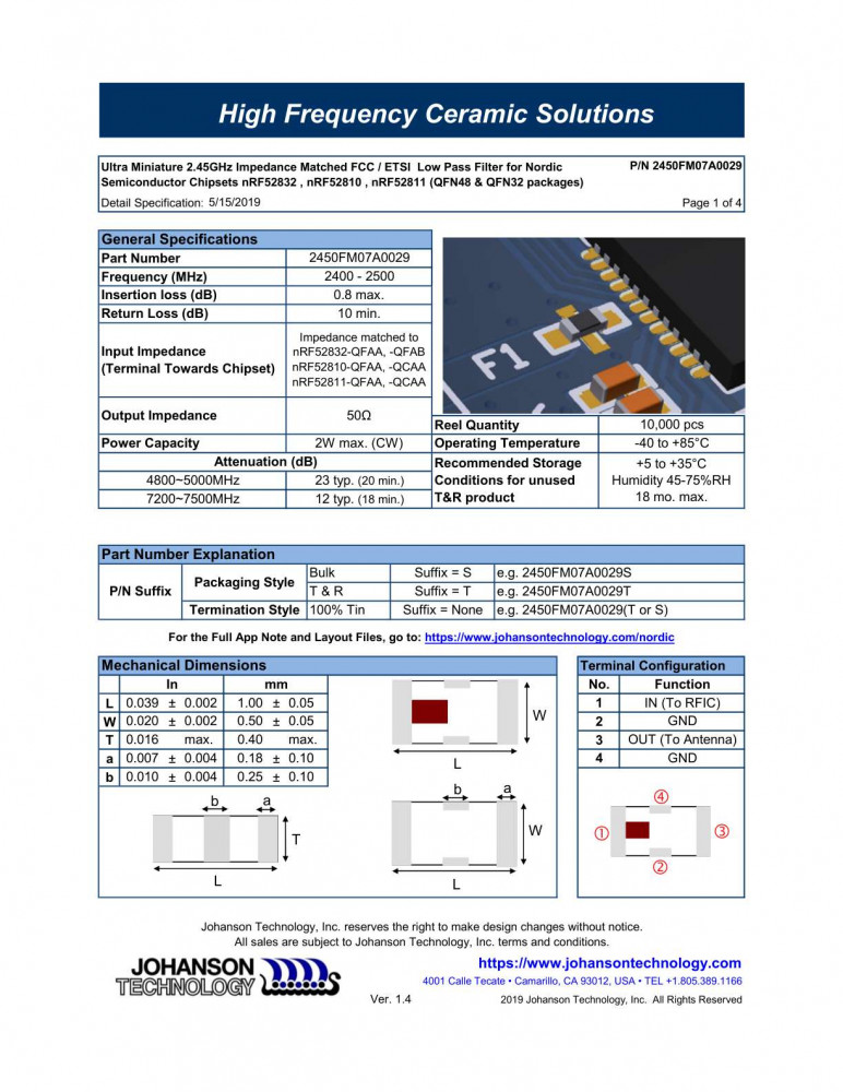2450FM07A0029 specification page 1