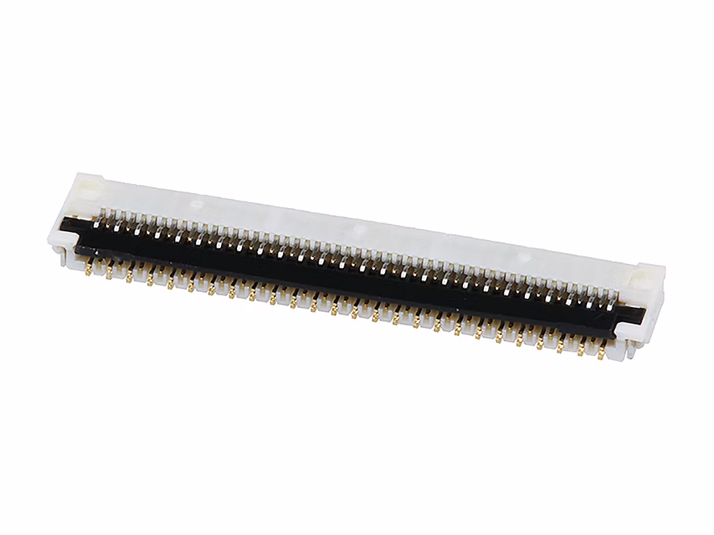 Easy-On FPC Connector, 0.25mm Pitch, 1.00mm Mated Height, Right-Angle, Surface Mount, Bottom Contact Style, with Extended Actuator, 51 Circuits, Halogen-Free, 6000 Pieces per Reel for sale