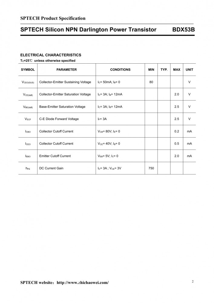 BDX53B technical document page 2