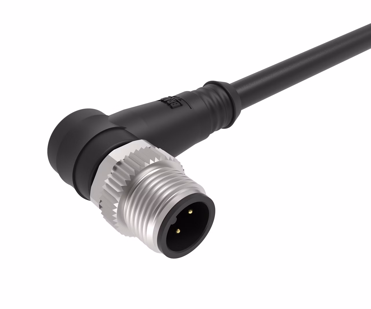 Micro-Change (M12) Single-Ended Cordset with Knurled Hexnut, 8 Poles, A-Coded, Male (90°) to Pigtail, 24 AWG, Shielded WSOR Cable, 2.0m (6.56') Length for sale