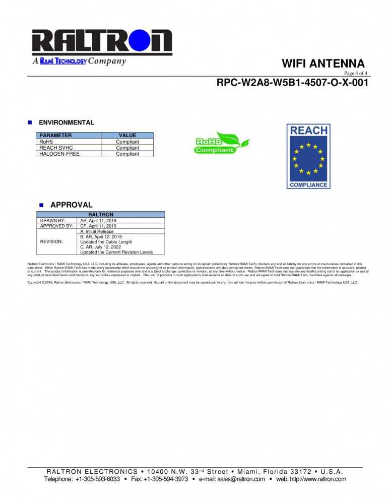 Raltron RPC-W2A8-W5B1-4507-O-X-001 datasheet page 4