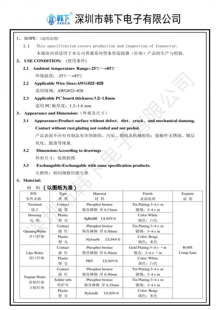 HX001993 specification page 3