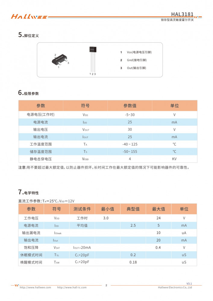 HAL3181RSO datasheet page 2
