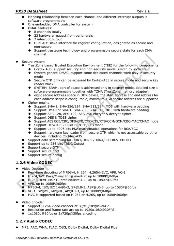 PX30 datasheet page 10