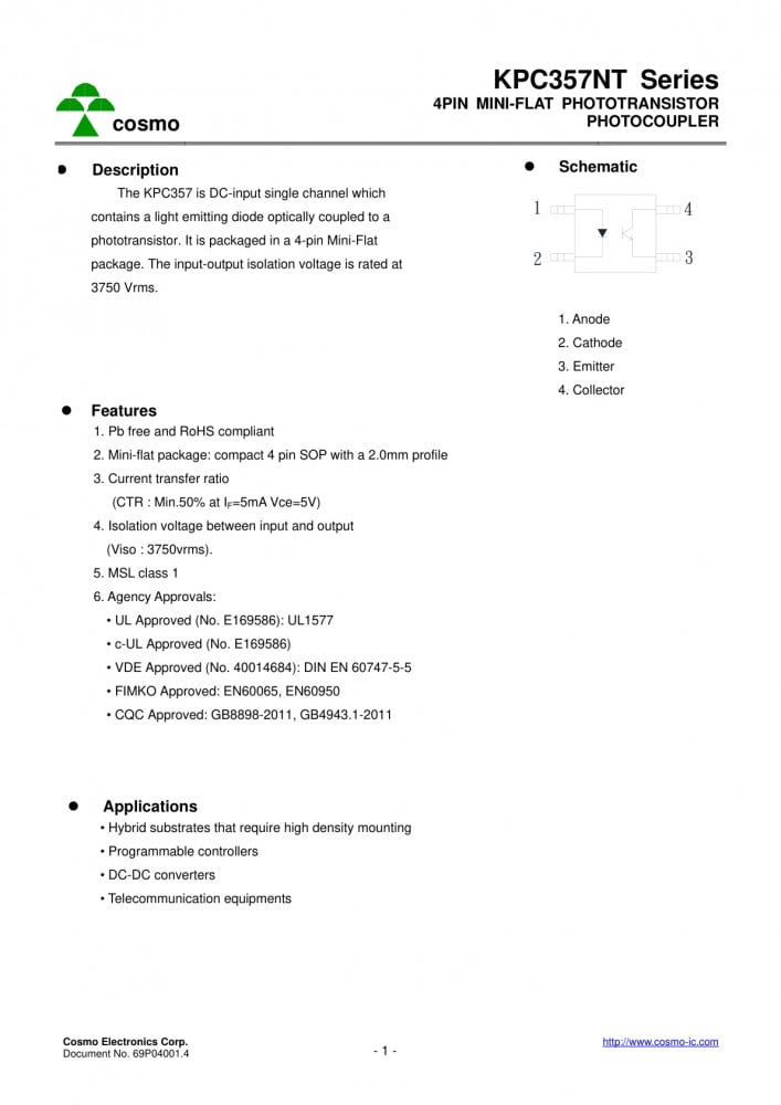 KPC357NT0CTLD datasheet page 1