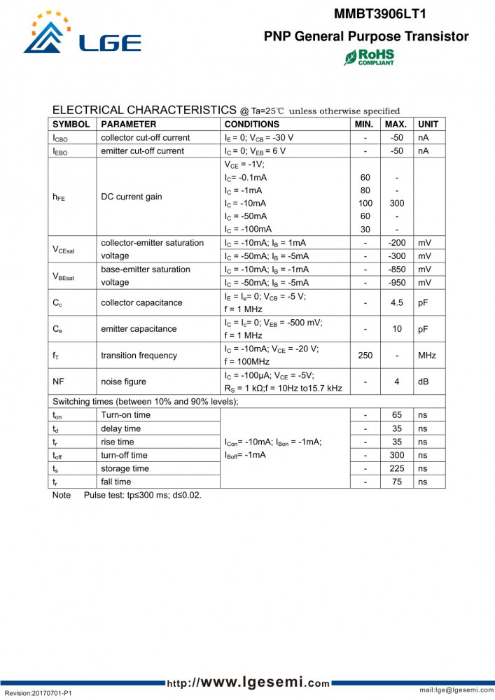 MMBT3906LT1 datasheet page 2