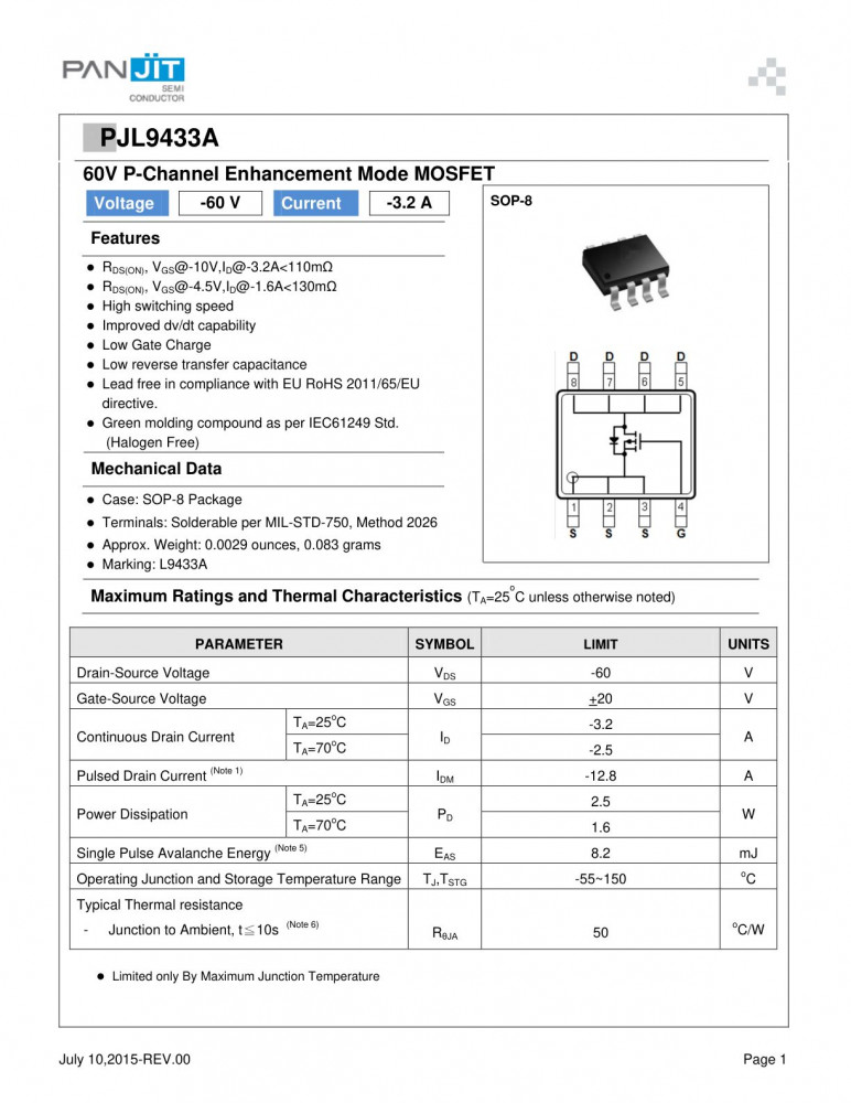 PJL9433A datasheet page 1