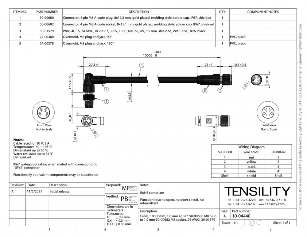 Product drawing for Tensility International model 10-04440