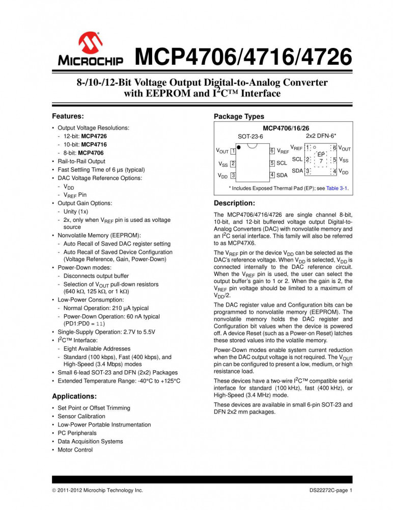 MCP4706 document page 1