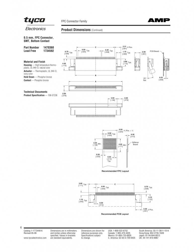 TE Connectivity FPC connector document page 6