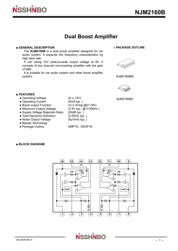 NJM2160B datasheet page 1