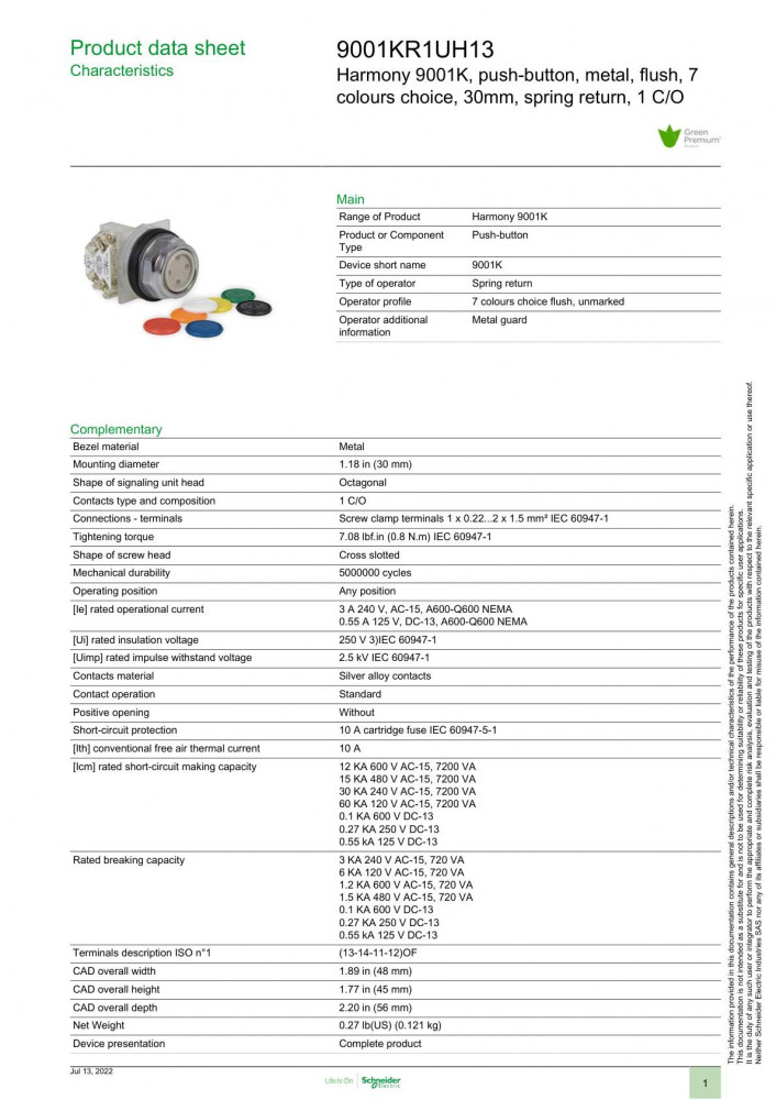 9001KR1UH13 technical document page 1