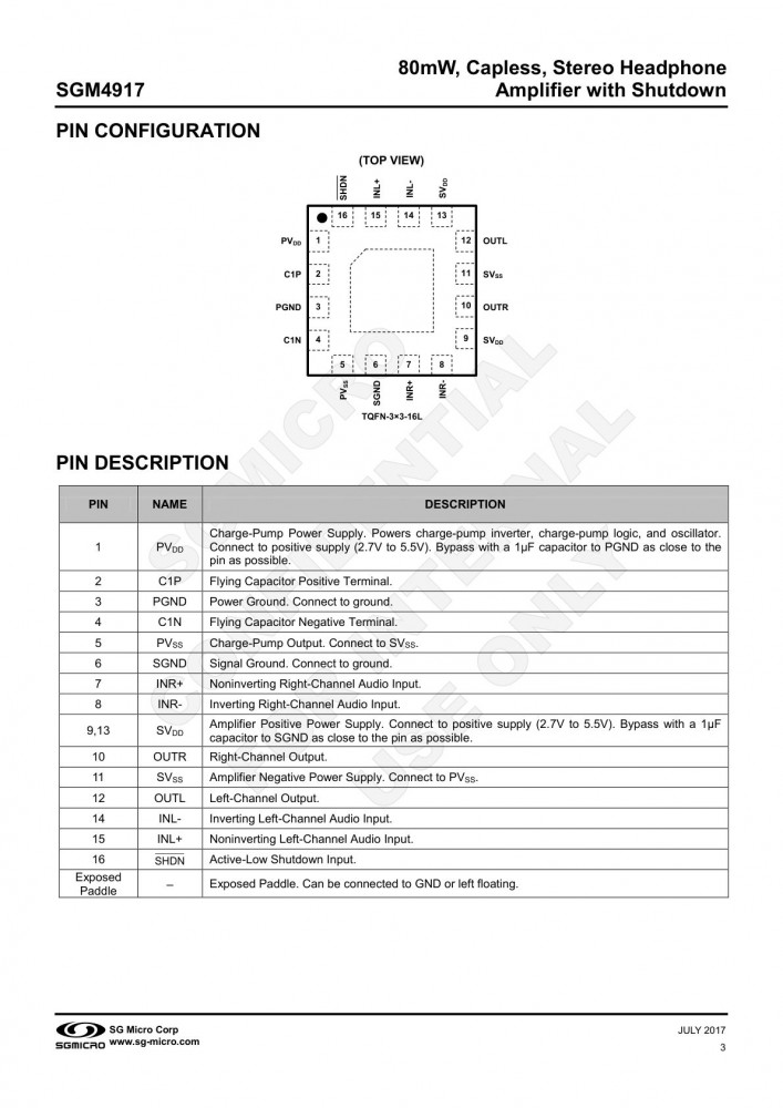 SGM4917B datasheet page 3
