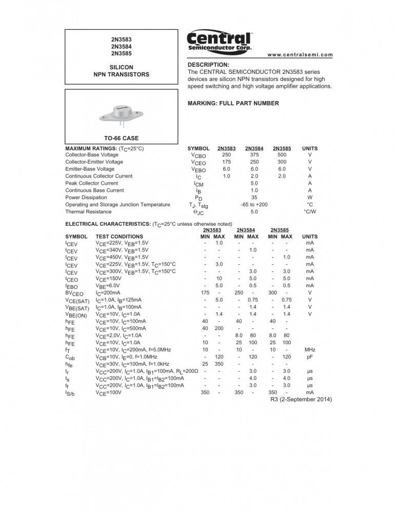 2N3585 datasheet page 1
