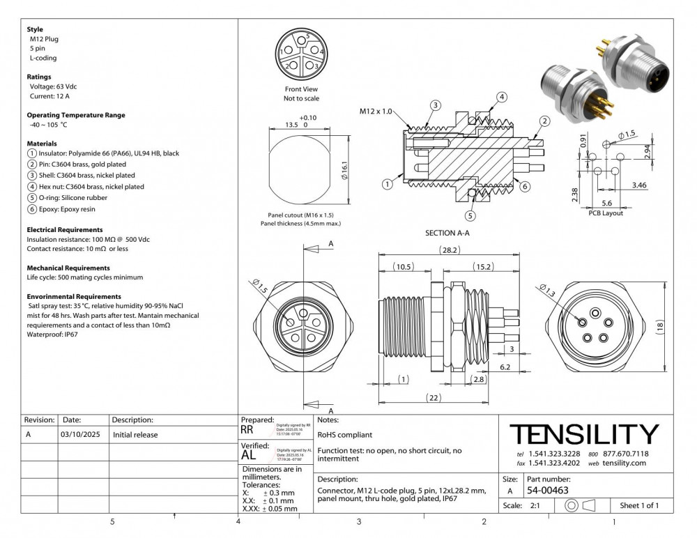 Tensility International 54-00463 product drawing page