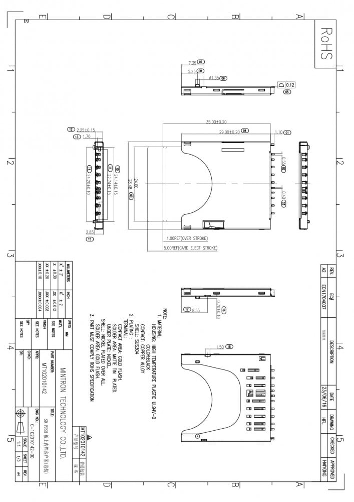 MINTRON MT102010142 technical drawing page 1