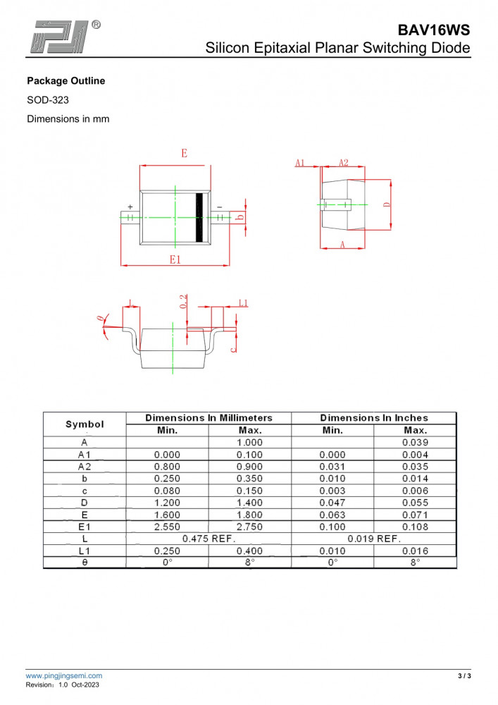 BAV16WS technical document, page 3