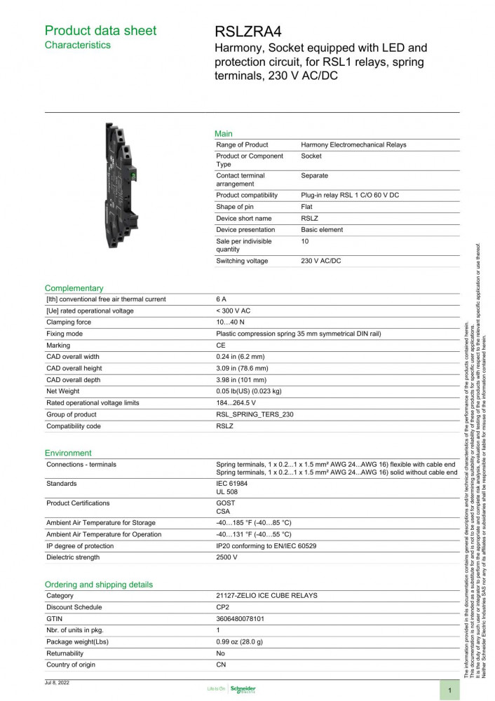 RSLZRA4 technical document page 1