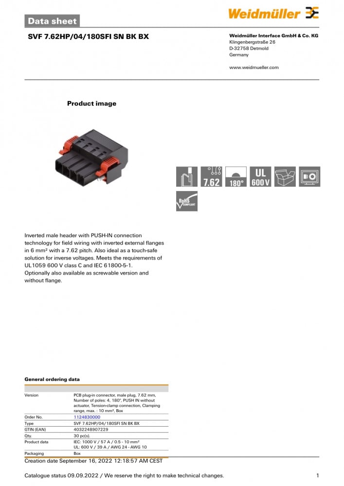 WEIDMULLER 1124830000 datasheet page 1