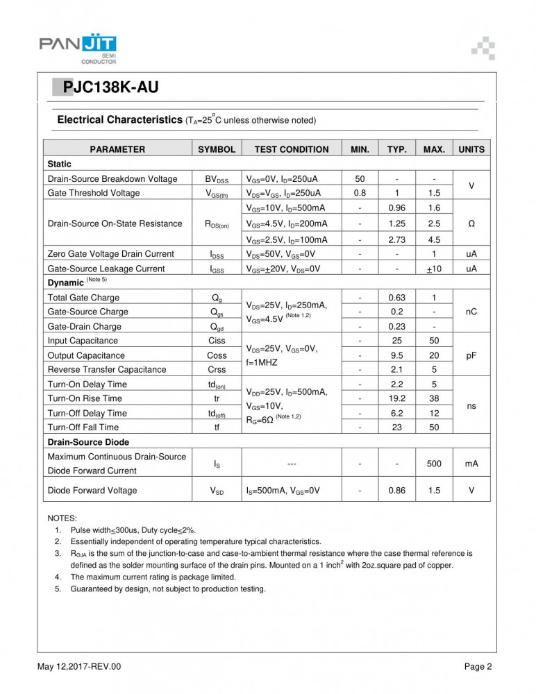 PJC138K-AU datasheet page 2