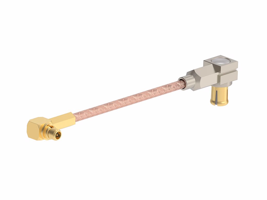 MCX Right-Angle Plug to MCX Right-Angle Plug on RG-316 Cable, 152.40mm Length, 50 Ohms