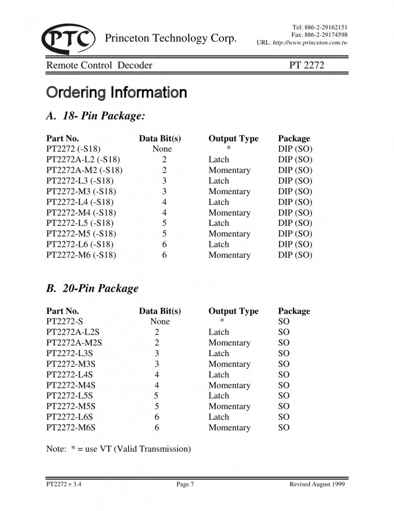 PT2272 datasheet page 7