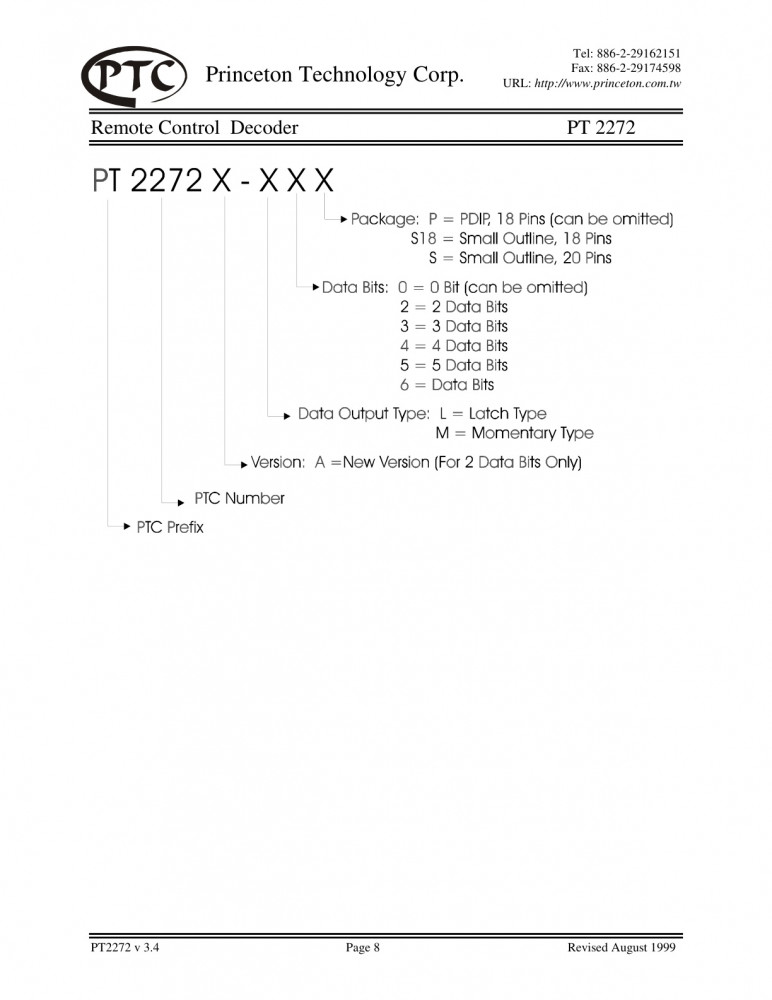PT2272 datasheet page 8