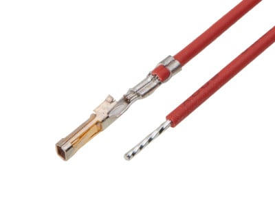 Pre-Crimped Lead SL Female-to-Pigtail, Tin (Sn) Plating, 300.00mm Length, 24 AWG, Red