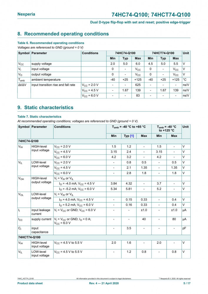 74HC74D-Q100HL datasheet page 5
