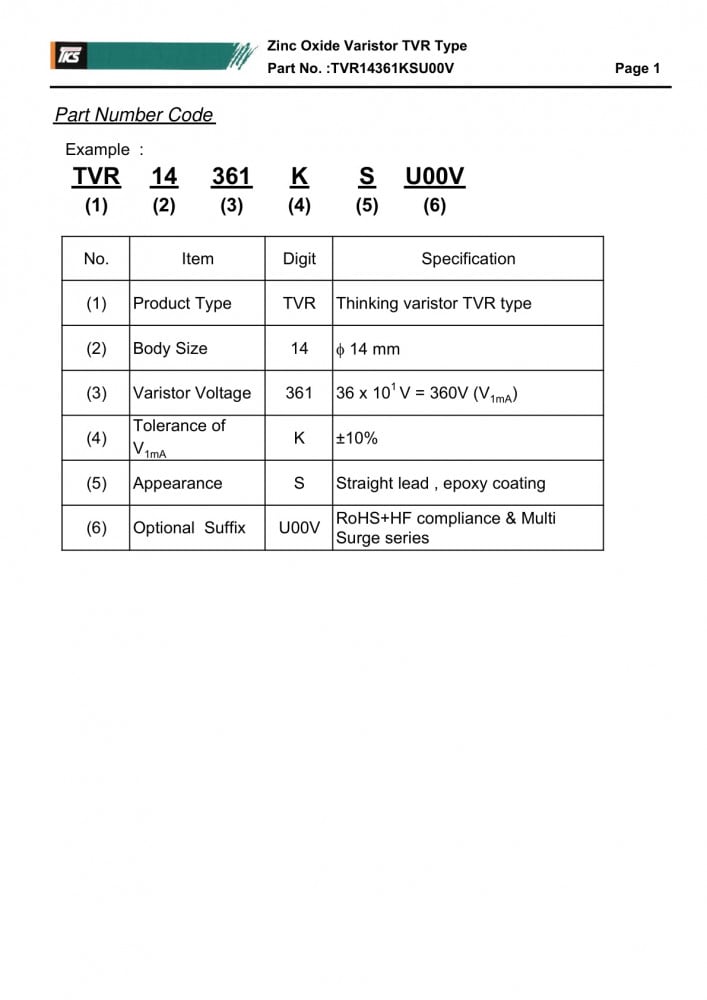 TVR14361KSU00V datasheet page 4