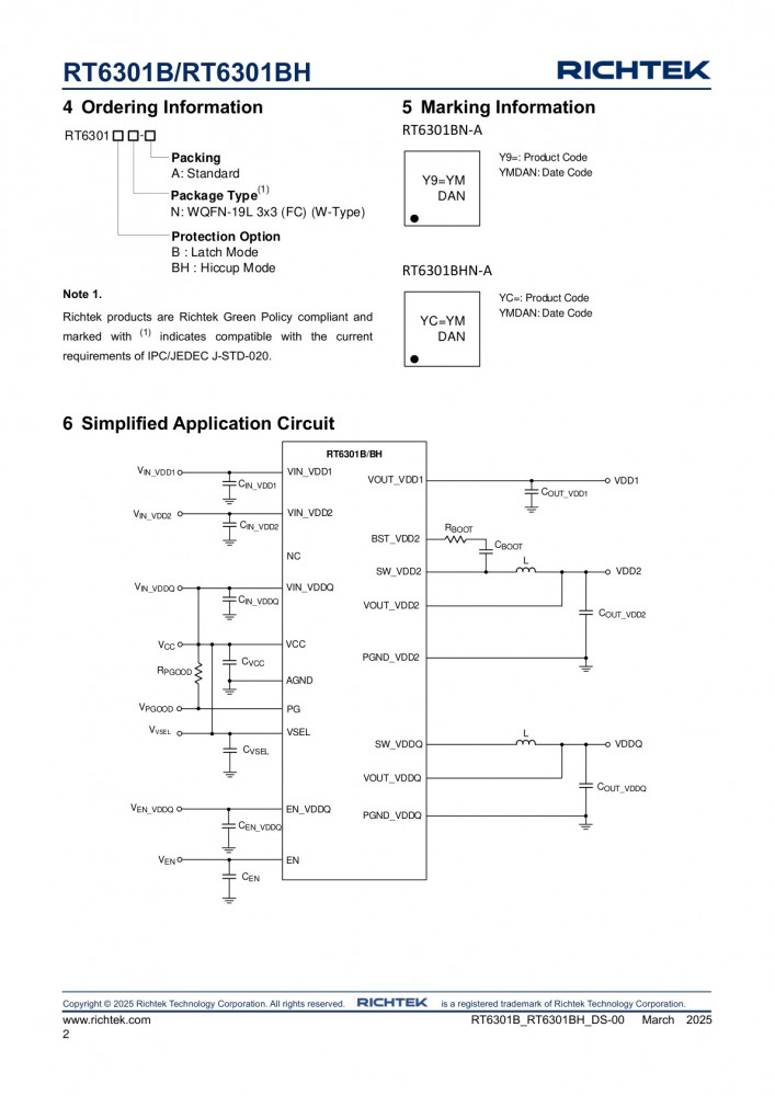 RT6301B/RT6301BH datasheet page 2
